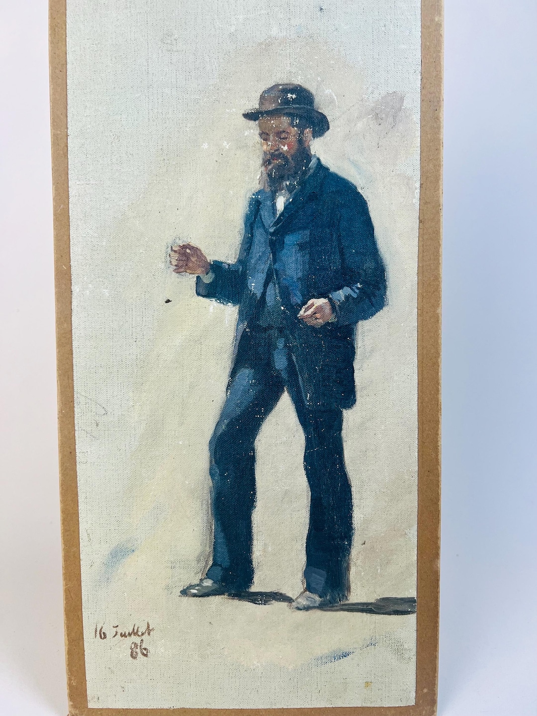 Antique Gentleman Portrait Oil Painting on Canvas, 1886, J. Hebert - Etsy