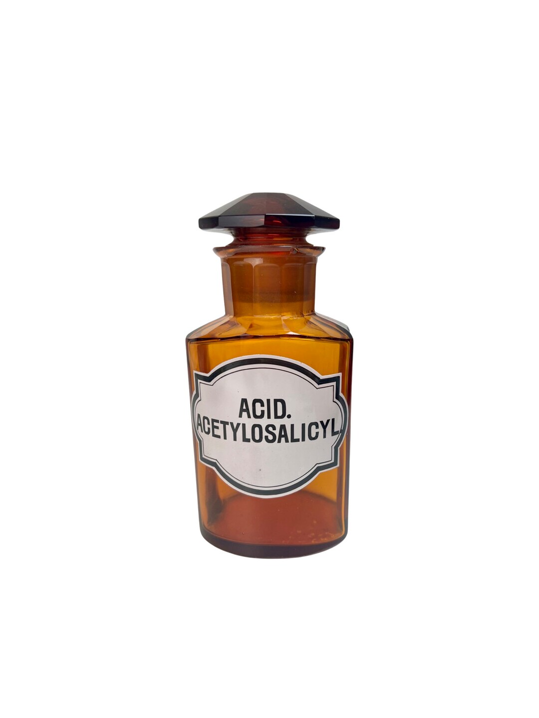 Vintage Amber Apothecary ACID ACETYLOSALICYL Glass Jar Old Medicine ...