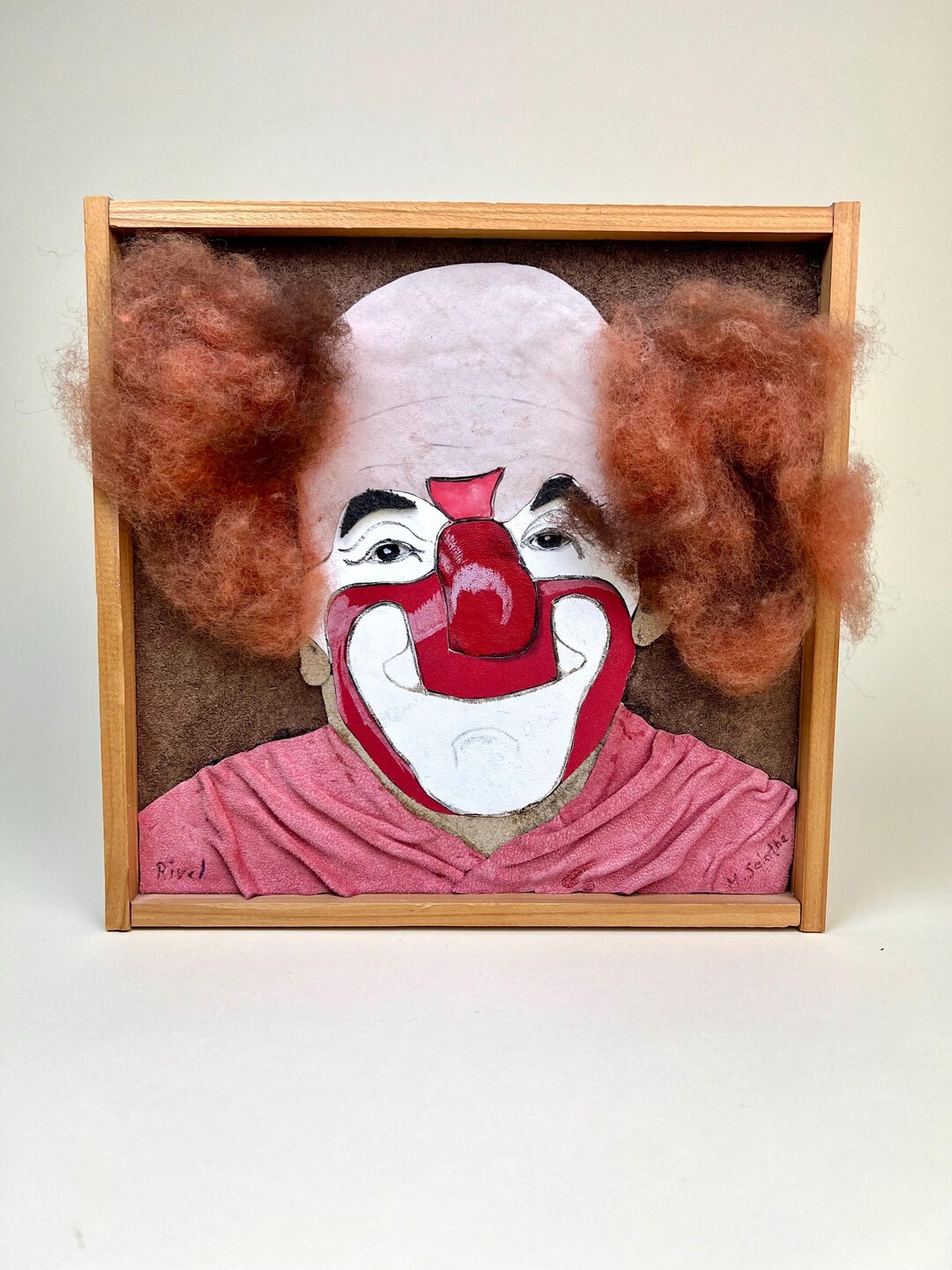Original Clown Portrait Framed Picture, Circus Folk Art, Clowncore ...