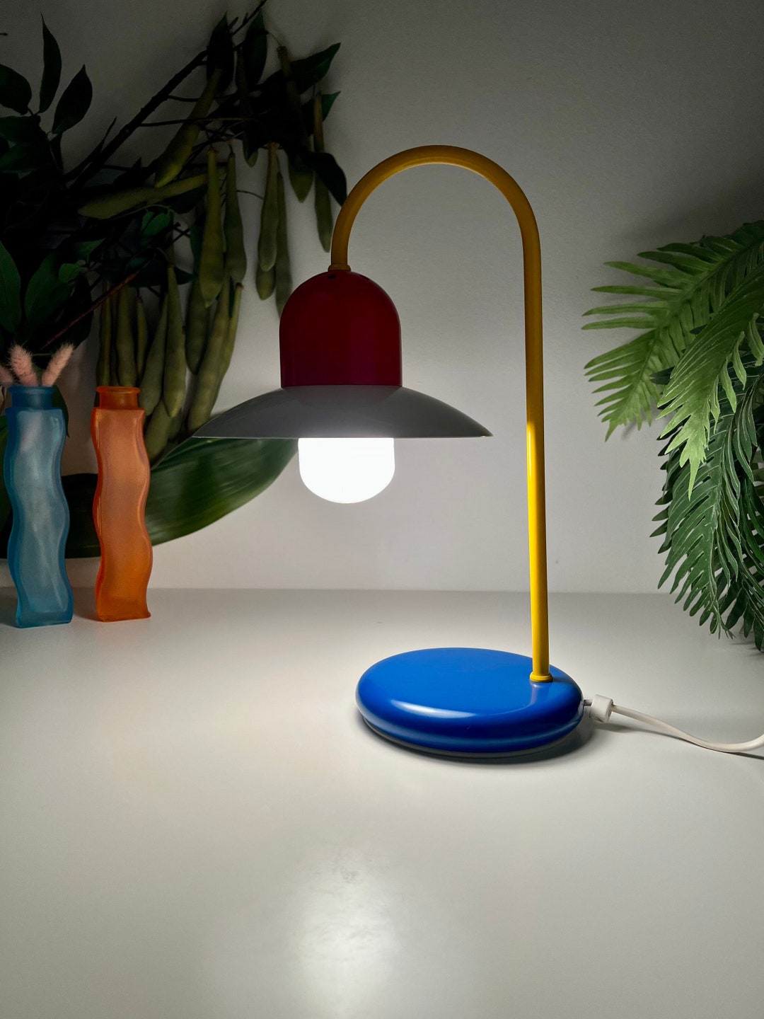 Vintage Primary Colors Desk Lamp 80s Colourful Postmodern - Etsy