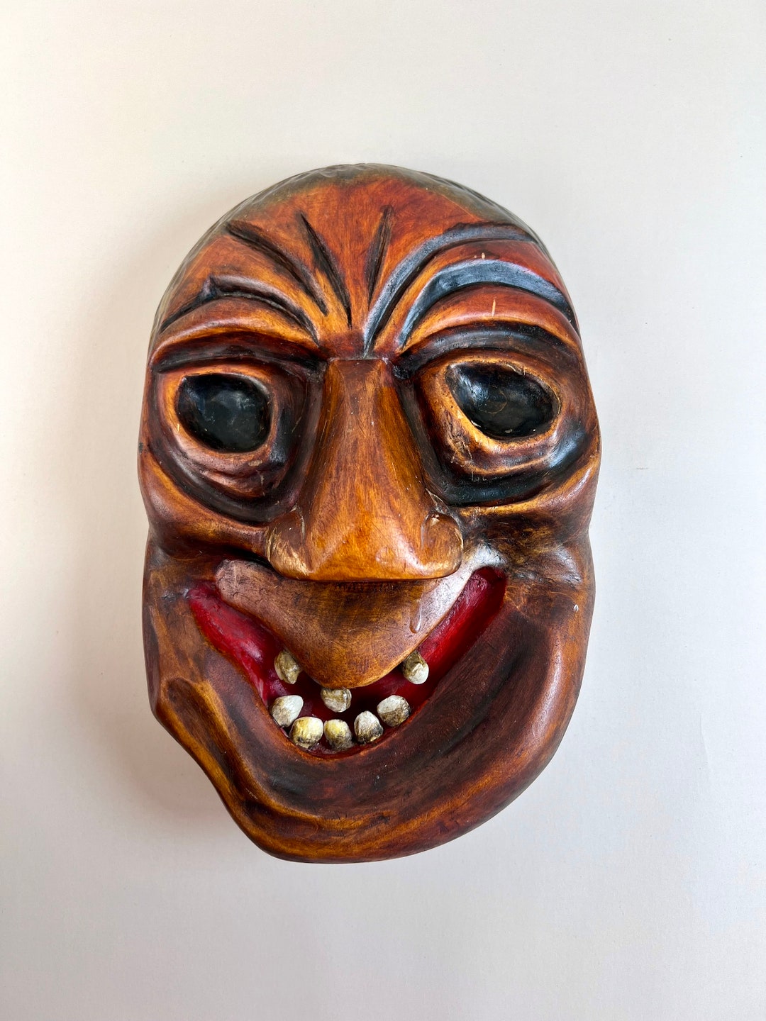 1970s Large Vintage Swiss Wooden Mask / Gift From Zurich /wooden Masks ...