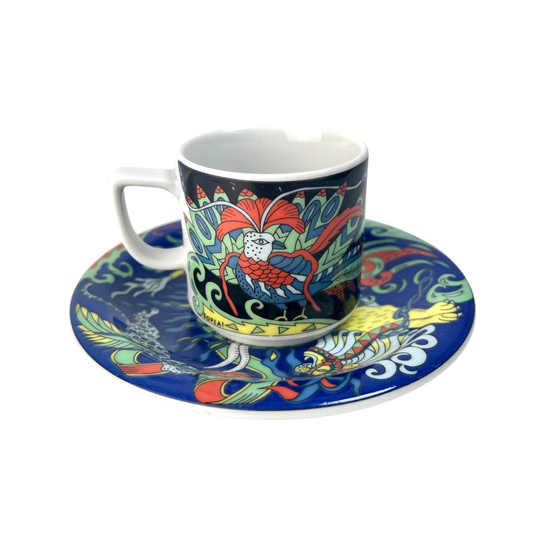 Vintage Bopla Espresso Cup and Saucer, Pavone and Leone, FANTASIA ...