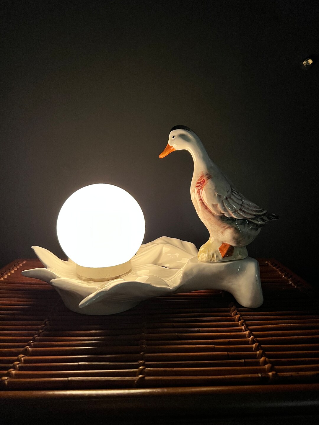 Vintage Ceramic Duck Goose Lamp, Gift for Duck Farmer Hobby Farm Duck ...