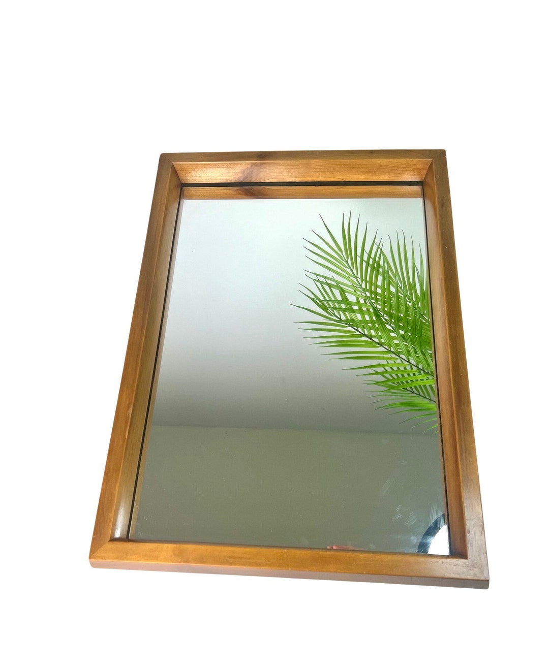 Vintage Chunky Wood Framed Mirror, Rectangular Old Mirror With a Ledge ...