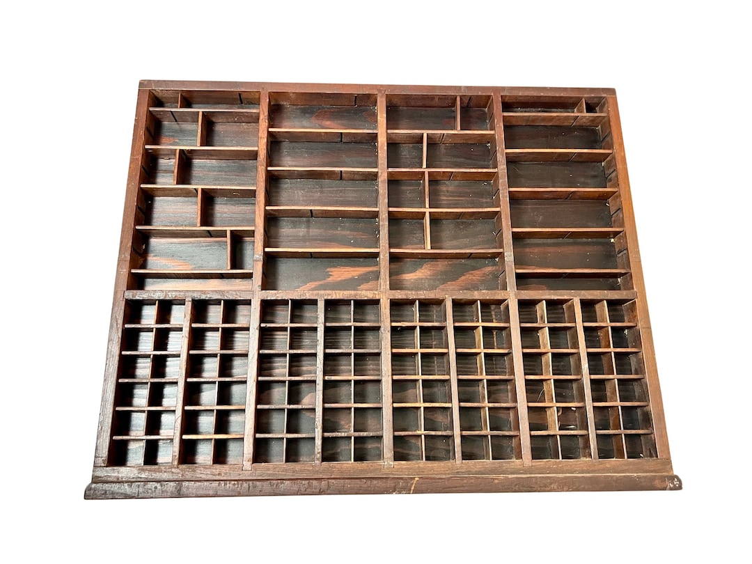 Vintage Extra Large Letterpress Drawer Display Case /curio Shelf/dark ...