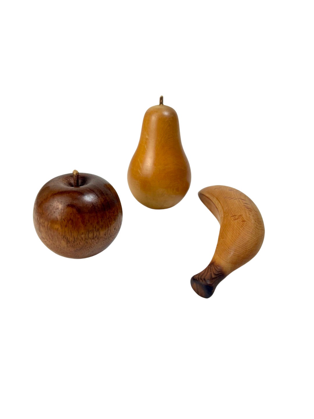 Vintage Wooden Fruit Set, Handmade Wooden Fruit Display Retro Fruit ...