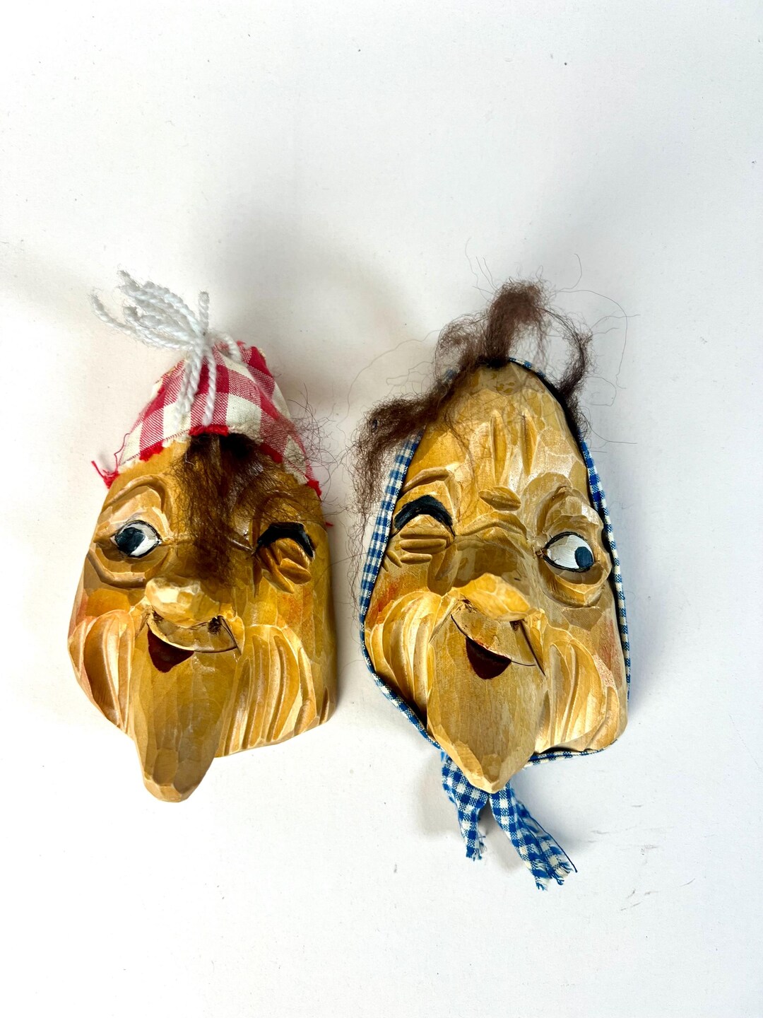 Handcrafted Swiss Wall Masks Set His and Her Traditional Alpine Decor ...