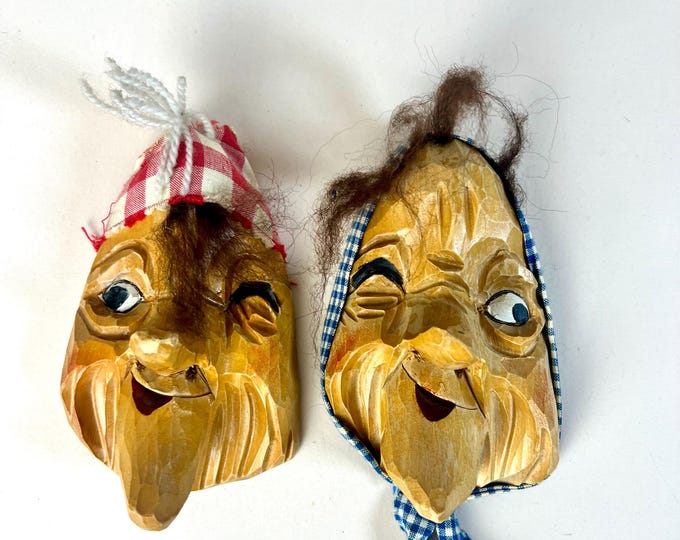 Handcrafted Swiss Wall Masks Set His and Her Traditional Alpine Decor ...