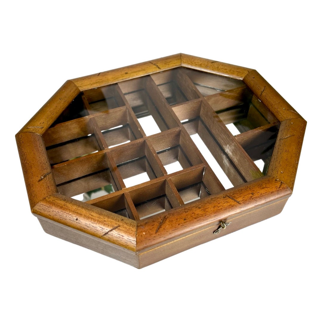 Vintage Display Box With Glass Door and Mirror Background, Grandpa Chic ...