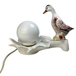 Vintage Ceramic Duck Goose Lamp, Gift for Duck Farmer Hobby Farm Duck ...