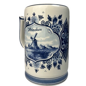 XL Vintage Delft Blue Hand Painted Heineken Mug Stein Tankard Holland ...