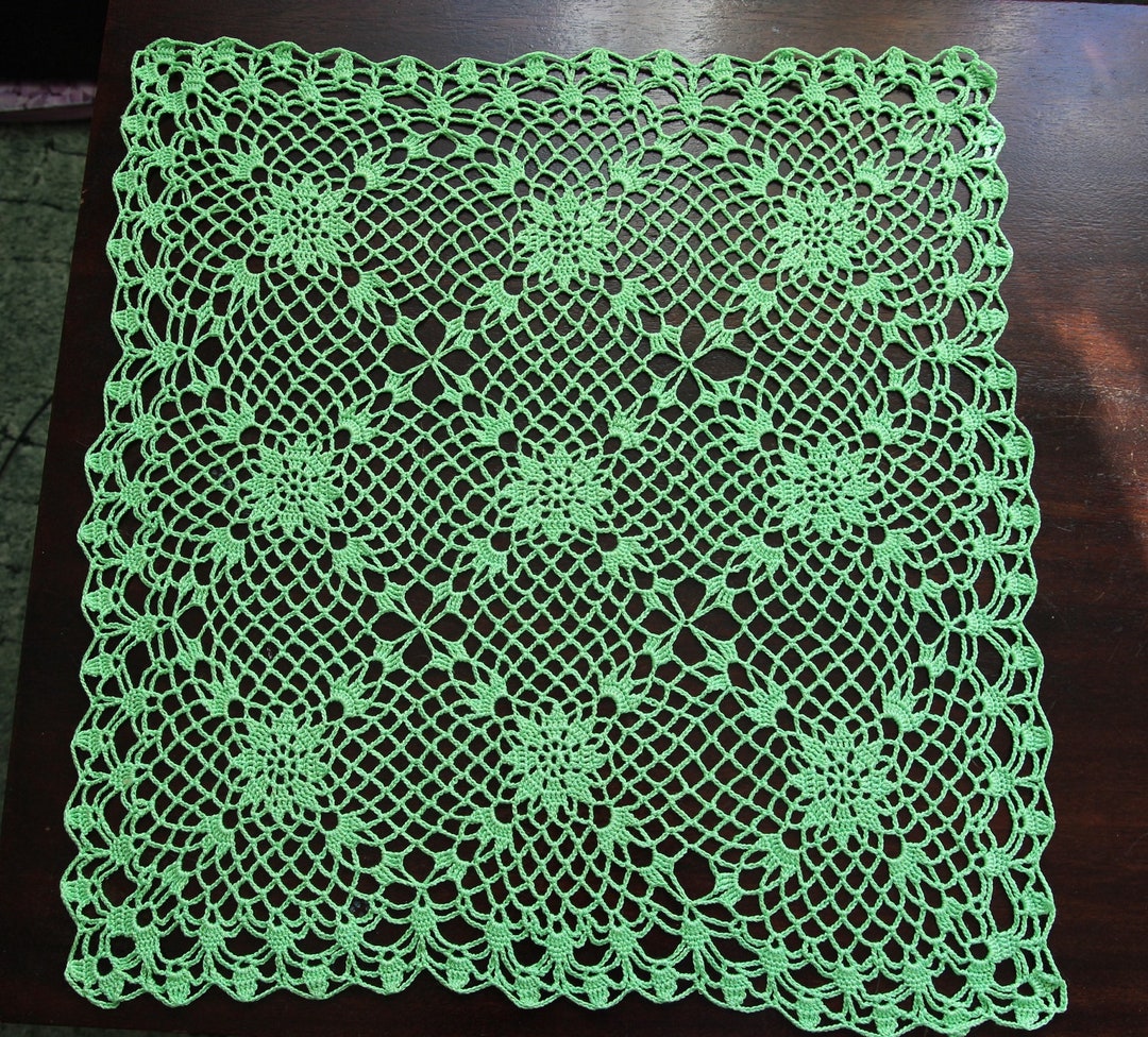 Square Crochet Green Doilies Perfect for Home Decor for Home Cozy ...