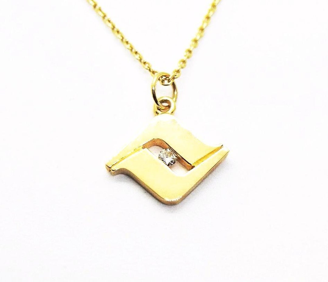 Hughes Jewelry Vail Colorado "v" Charm With Diamond in Yellow Gold - Etsy