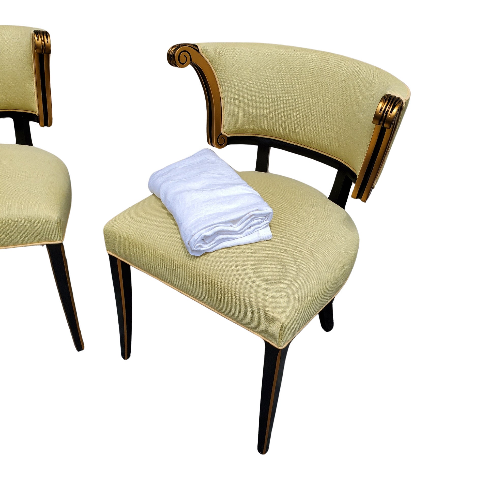 English Regency Style Chairs/ Curved Back English Style Chairs/ Pair of ...