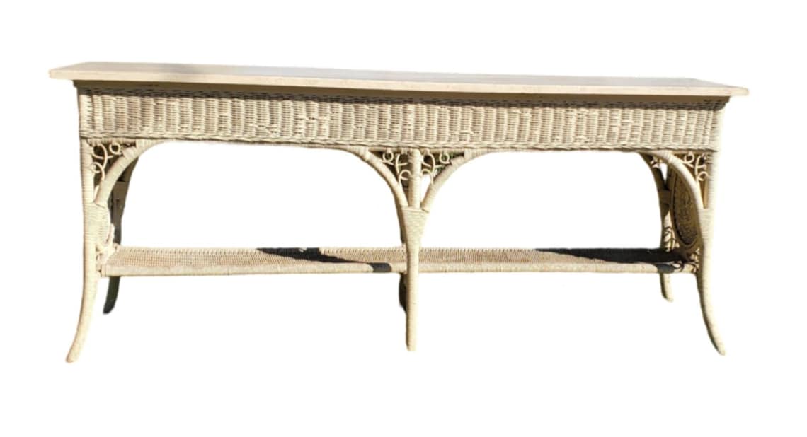 Wicker Sofa Table/ Wicker Base Console Table - Etsy