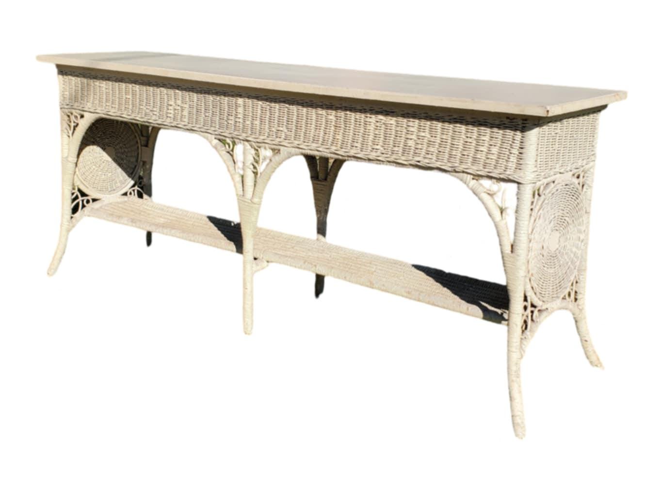 Wicker Sofa Table/ Wicker Base Console Table - Etsy