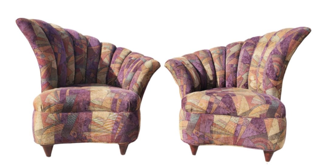 Art Deco Style Asymmetrical Chairs - Etsy