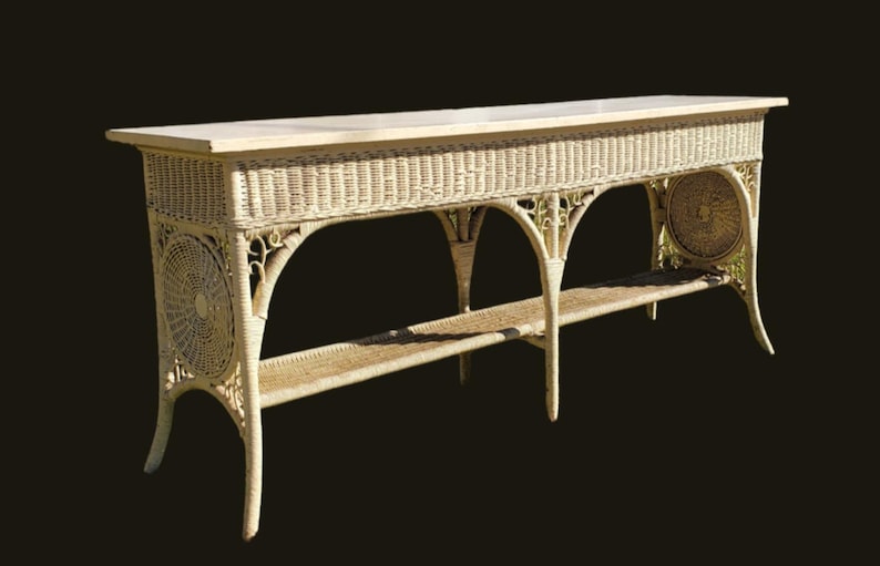 Wicker Sofa Table/ Wicker Base Console Table - Etsy