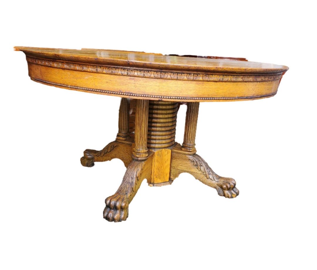 Antique Claw Foot Oak Dining Table, 19th Century - Etsy