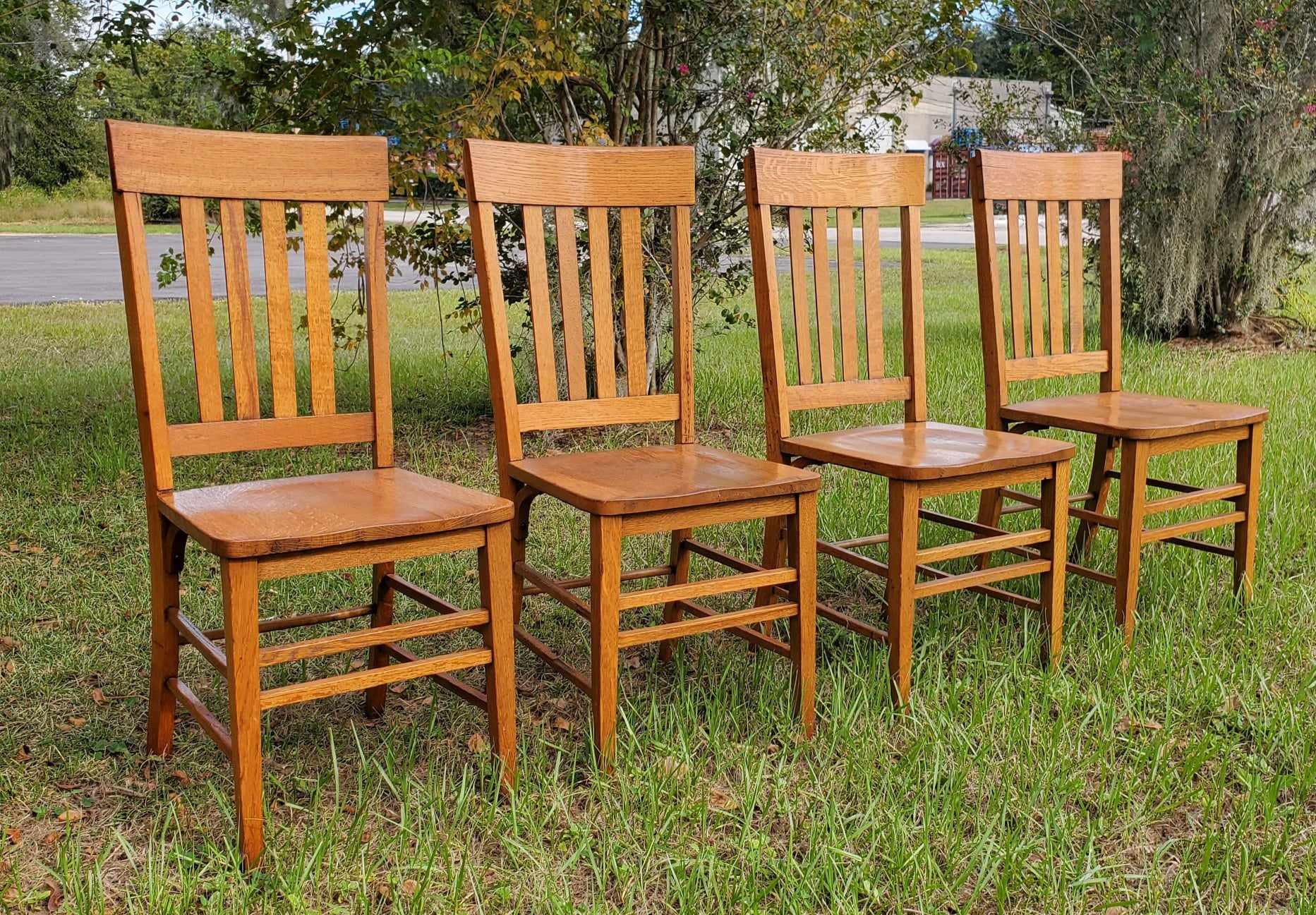 Mission Style Slat Back Oak Chairs - Etsy