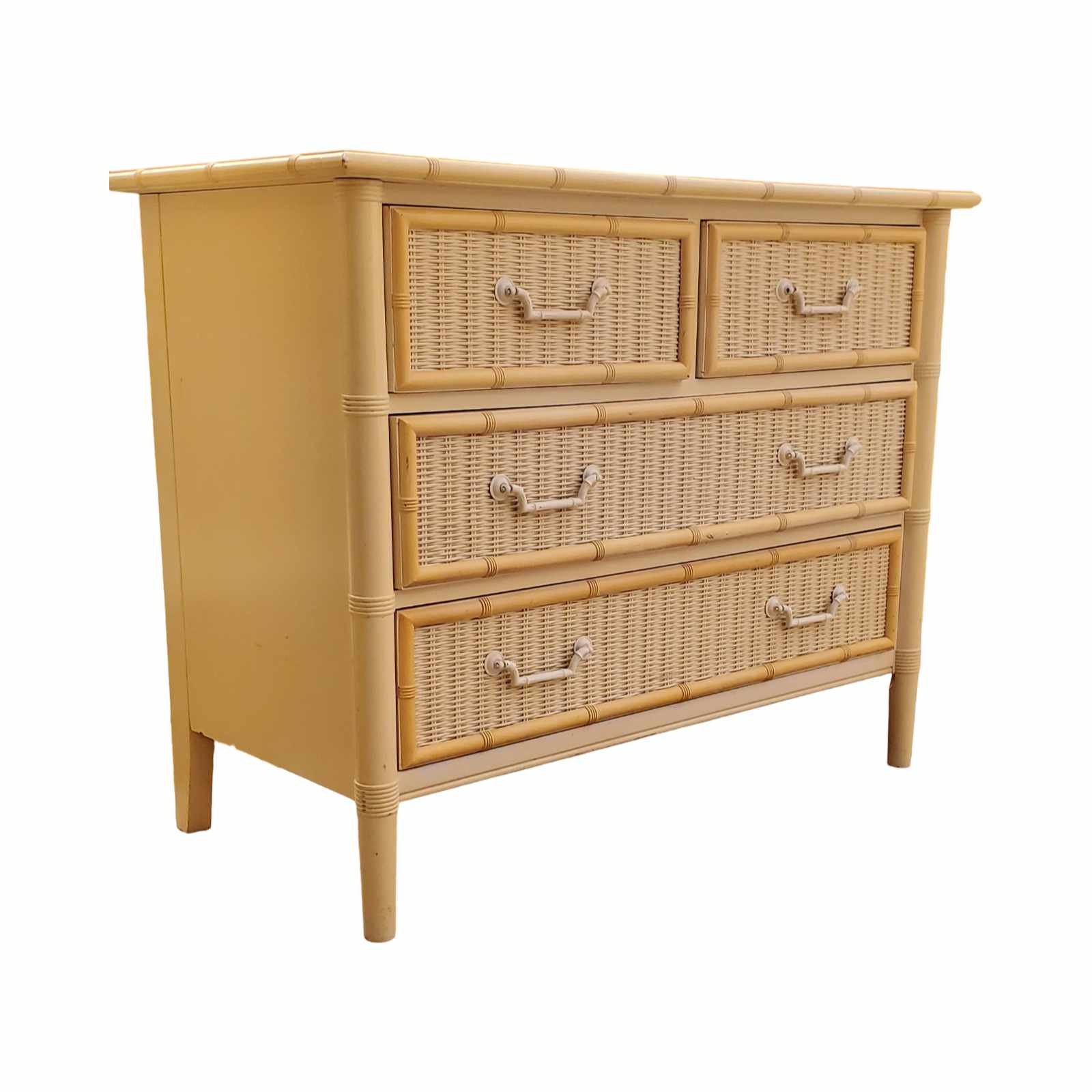 Dixie Vintage Rattan Chest/ Vintage Rattan Drawer Front Chest - Etsy