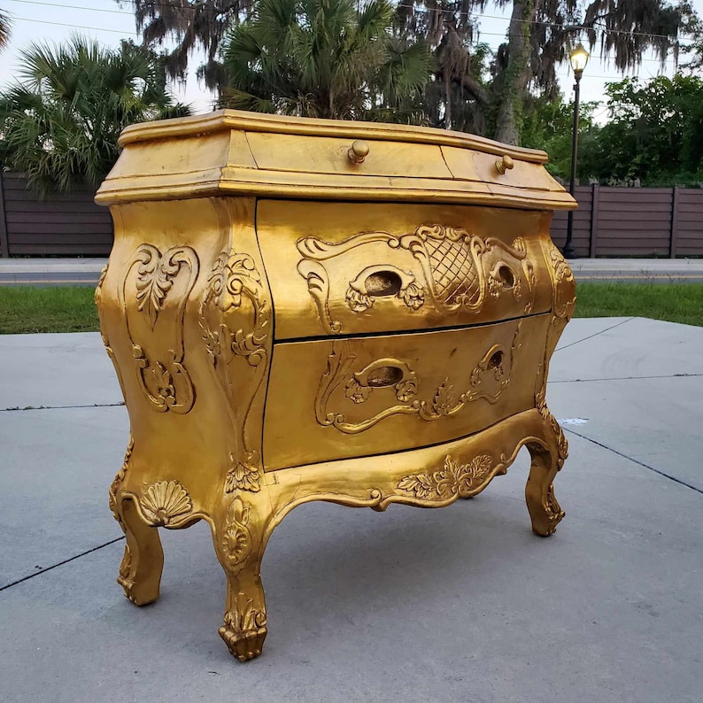 Beautiful Guilded Gold French Chest/ Small Bombay Style Chest/ Gold ...