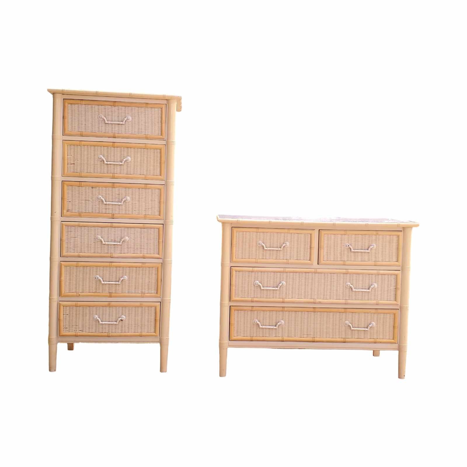 Dixie Vintage Rattan Chest/ Vintage Rattan Drawer Front Chest - Etsy