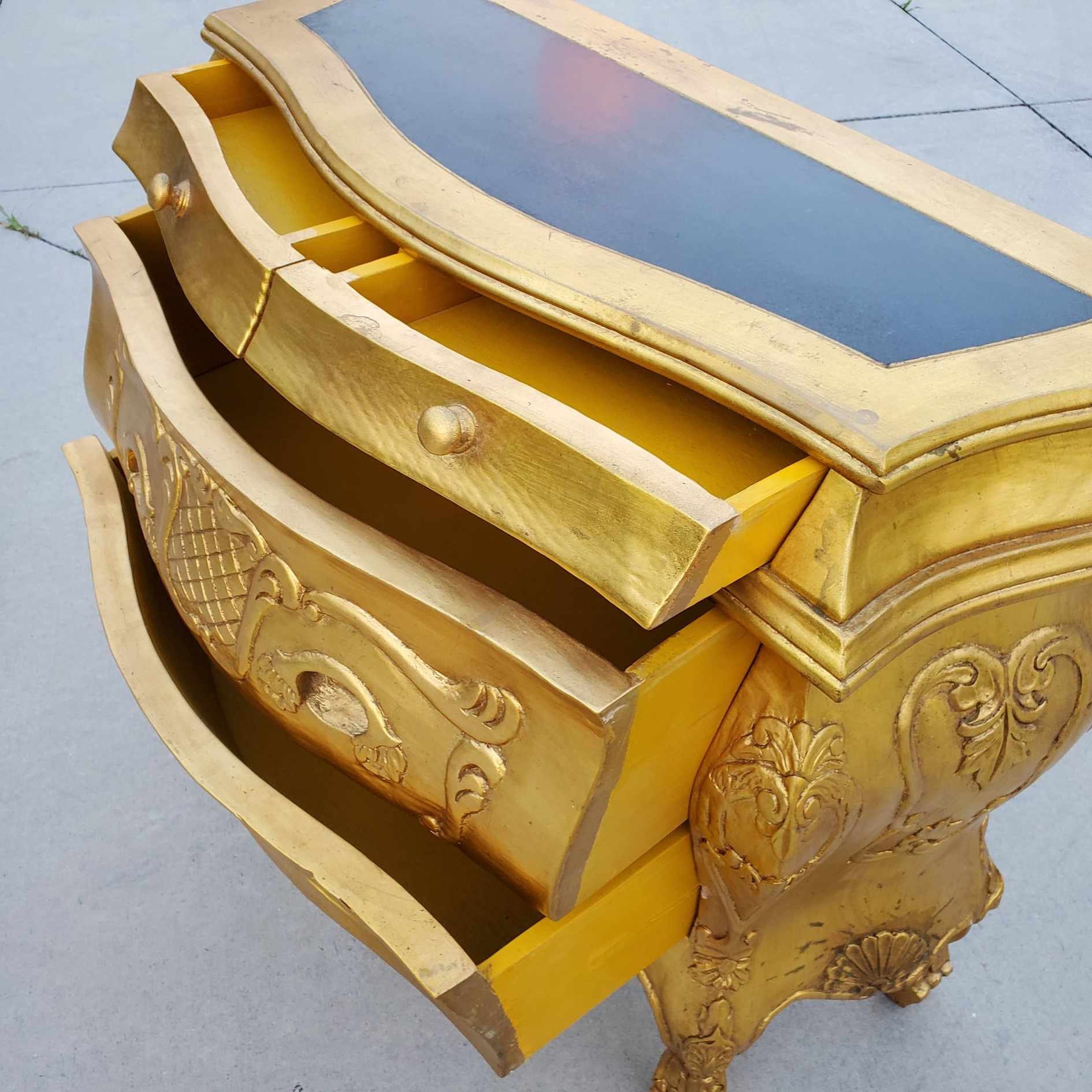 Beautiful Guilded Gold French Chest/ Small Bombay Style Chest/ Gold ...