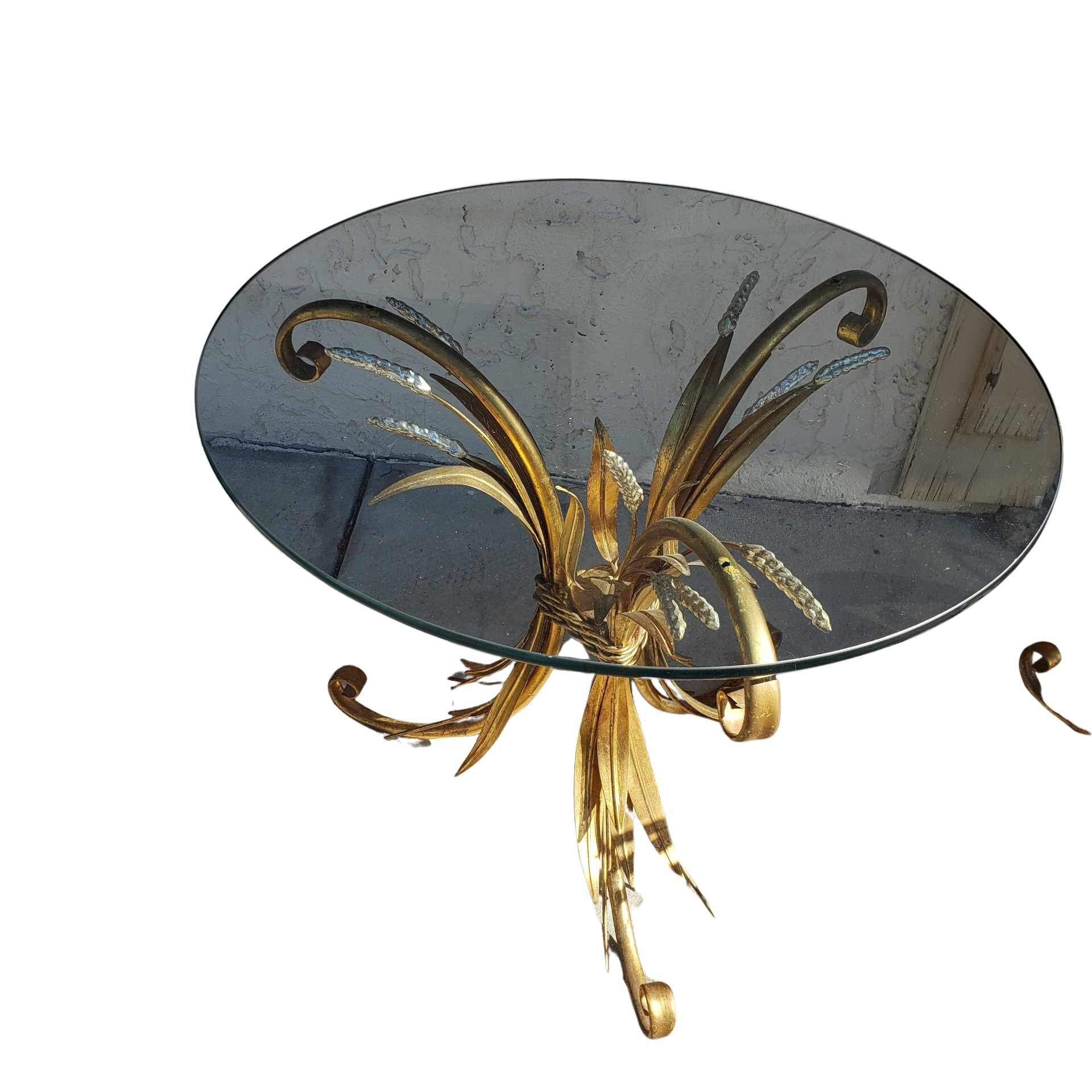 Coco Chanel Style Sheaf of Wheat Tables/ Brass Hollywood Regency End ...