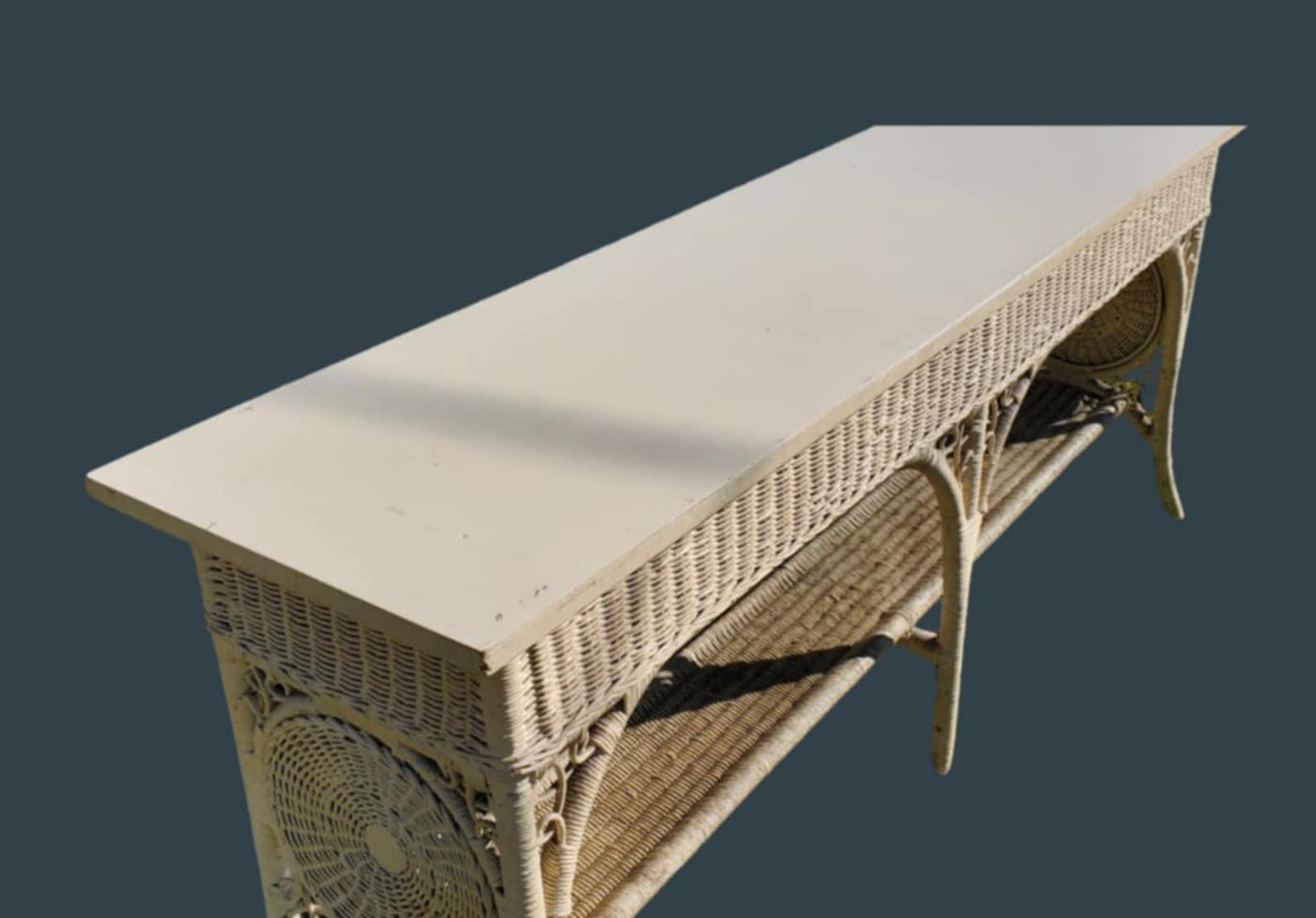 Wicker Sofa Table/ Wicker Base Console Table - Etsy