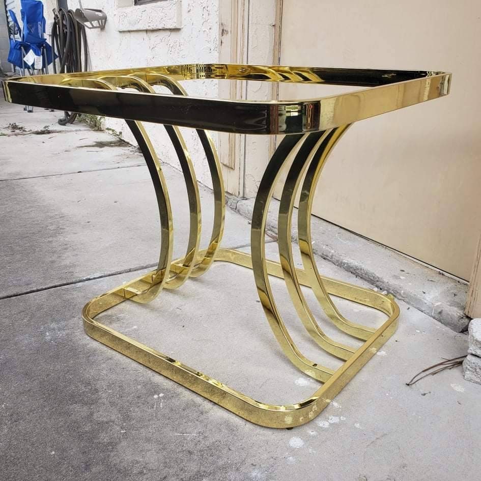 Milo Baughman End Tables/pair of Brass Tables/regency Style Tables/mid ...