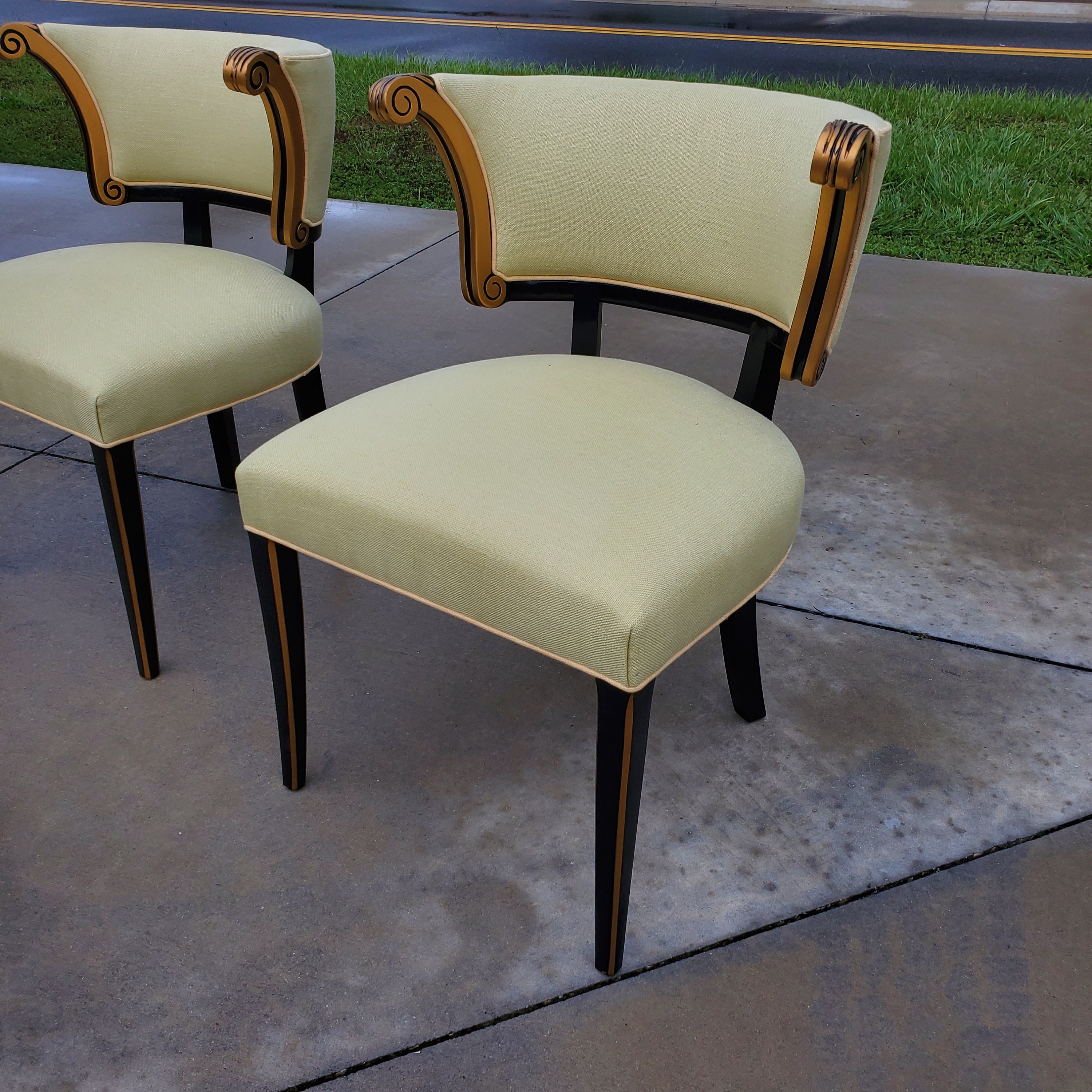 English Regency Style Chairs/ Curved Back English Style Chairs/ Pair of ...