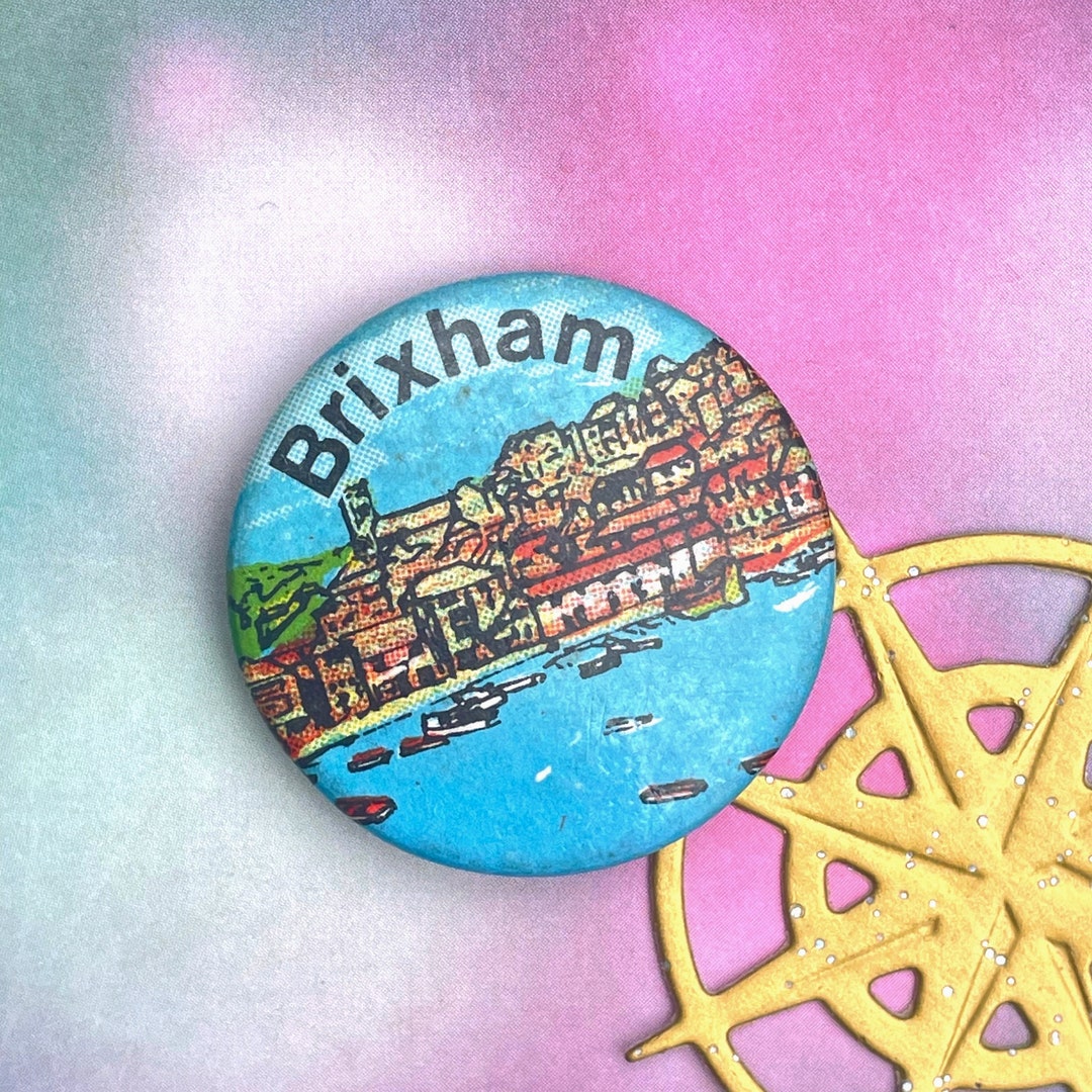 Vintage Badge Brixham Torbay Devon England Coat of Arms Pin Button ...