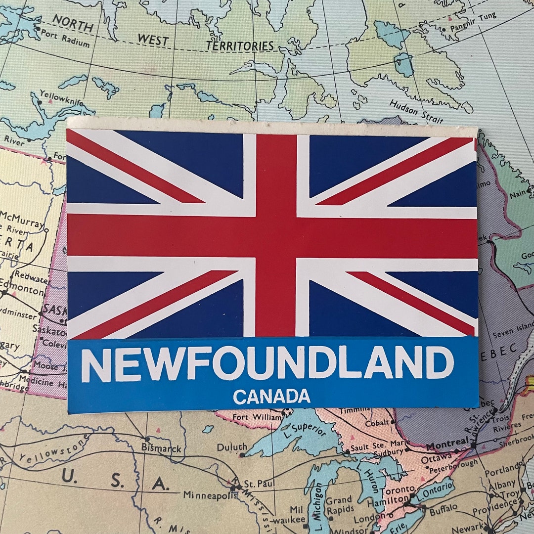 Vintage Decal NEWFOUNDLAND Union Jack Flag Canada Souvenir Luggage ...