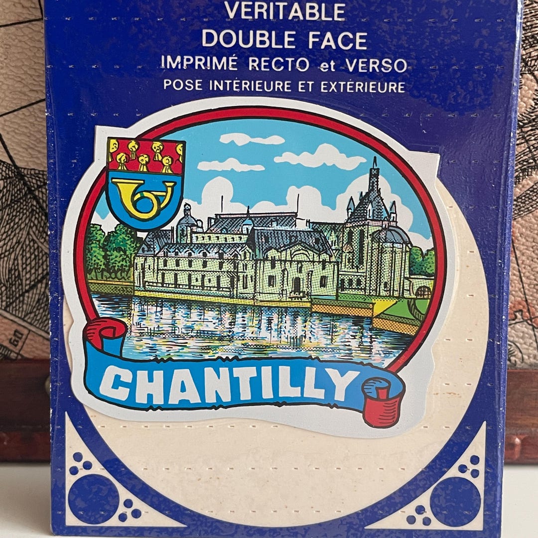Vintage Decal Patch CHANTILLY Oise France Souvenir Window Car Sticker ...