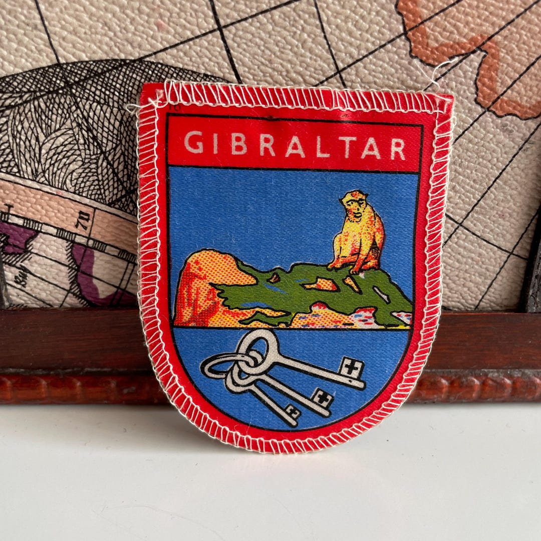 Vintage Patch GIBRALTAR Monkey & Keys Souvenir Sew on Cloth Badge Patch ...