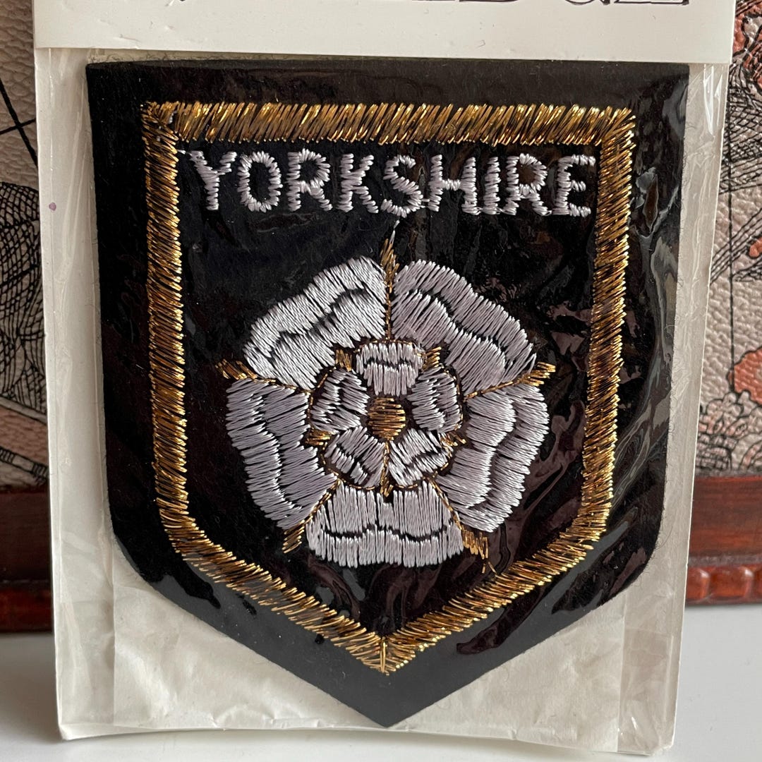 Vintage Patch YORKSHIRE White Rose of York Souvenir Woven Sew on Cloth ...