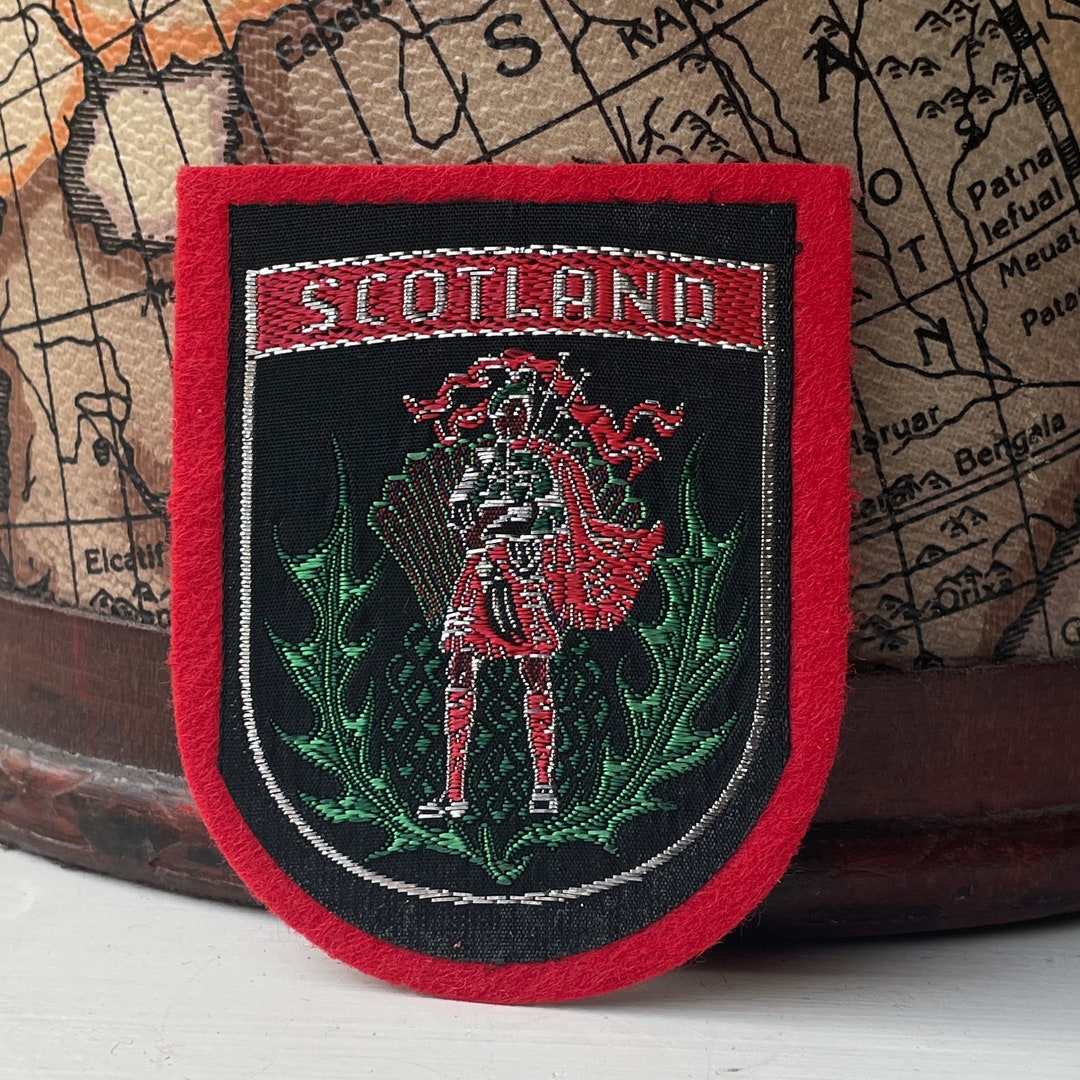 Vintage Patch SCOTLAND Scottish Bagpipes Souvenir Woven Sew on Cloth ...