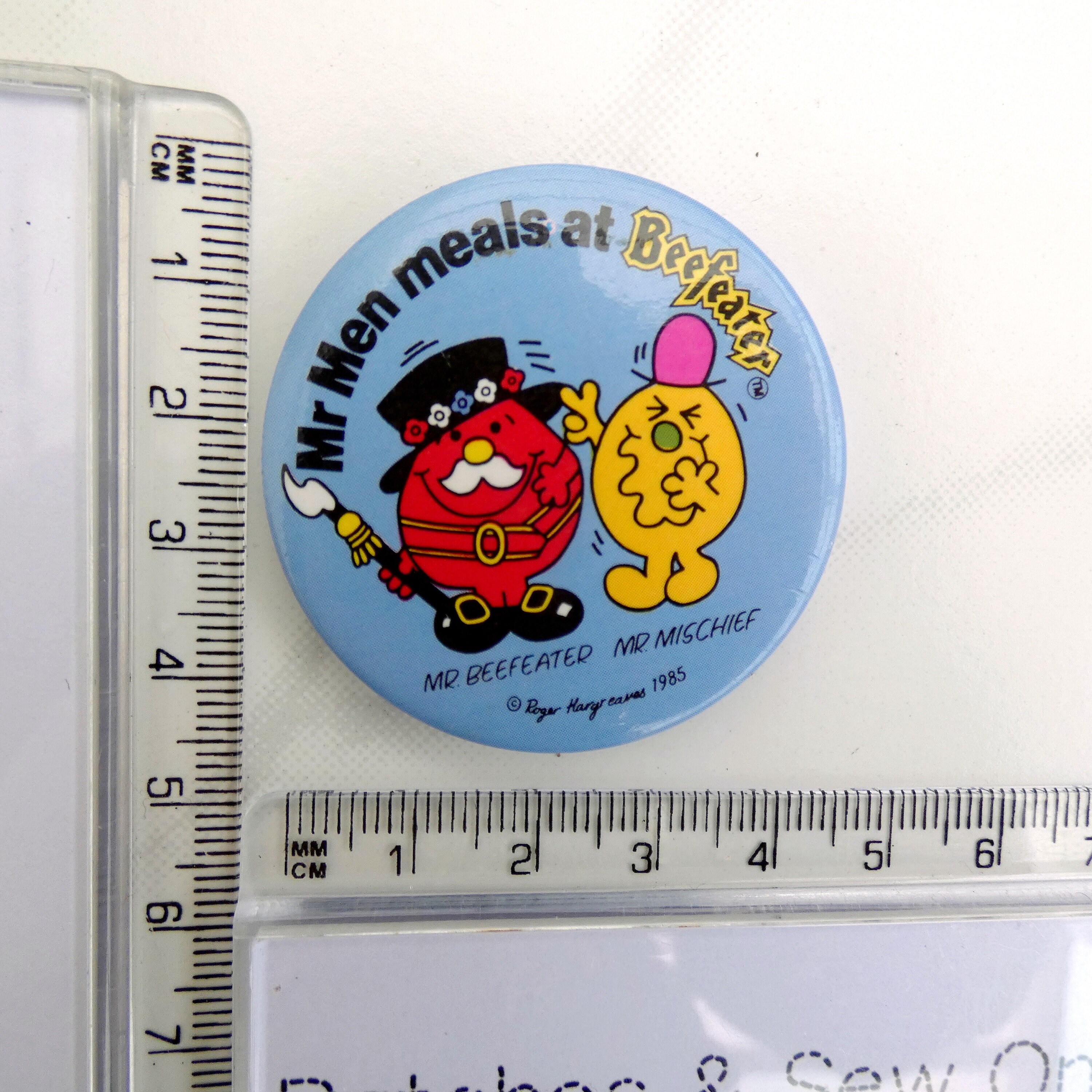 Vintage Mr Men Mr Mischief Mr Beefeater Button Pin Badge 1985 - Etsy