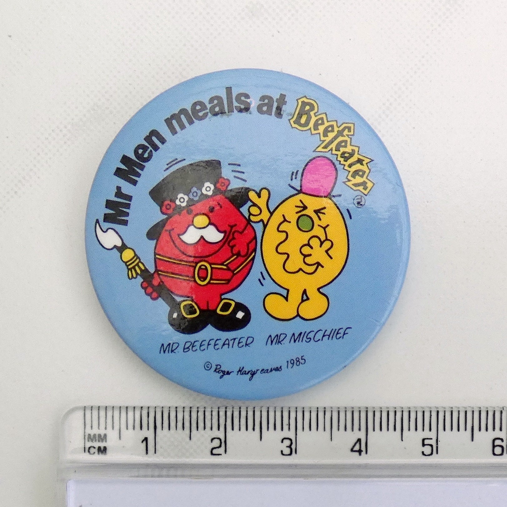 Vintage Mr Men Mr Mischief Mr Beefeater Button Pin Badge 1985 - Etsy