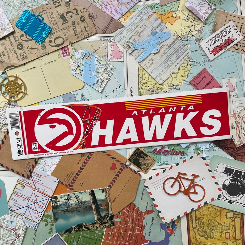 Vintage Bumper Sticker ATLANTA HAWKS Basketball USA Car Camper - Etsy