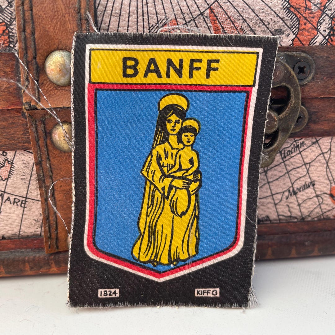 Vintage Patch BANFF Coat of Arms Aberdeenshire Scotland Silk Souvenir ...
