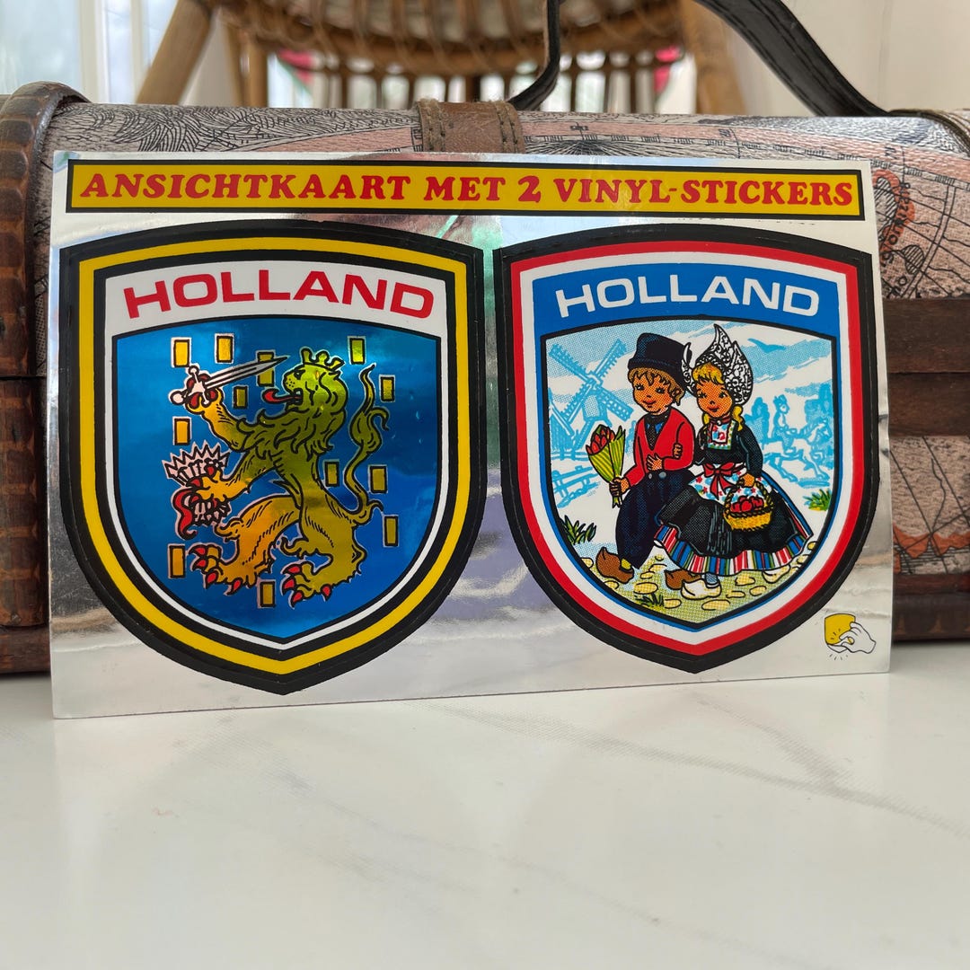 Vintage Foil Sticker Postcard HOLLAND Netherlands Souvenir Luggage ...