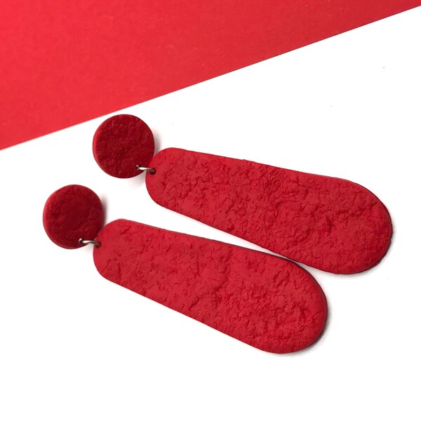 Long Red Earrings - Etsy