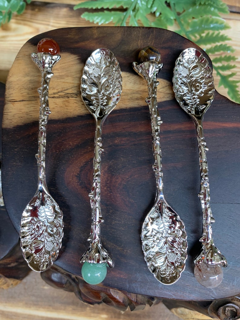 Mini Crystal Spoon Witch Altar Spoon Herbal Mini Crystal - Etsy