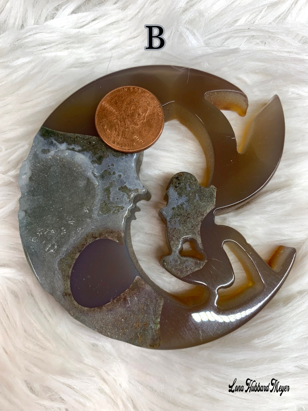 Banded Agate Crescent moon with an amazing fairy with a gorgeous Druzy ...