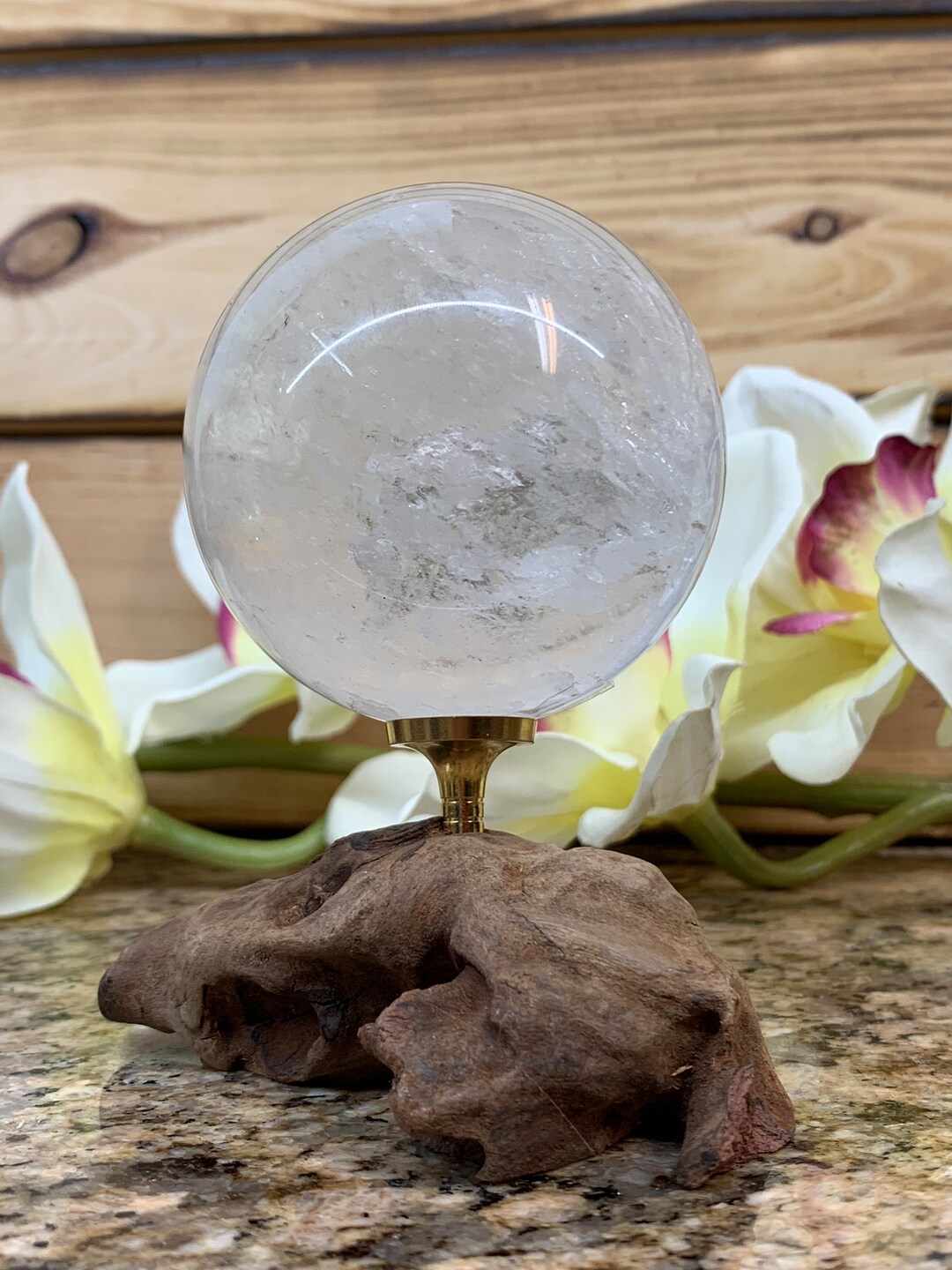 Driftwood Wood Crystal One Sphere Holder NO Sphere Perfect Home Office ...