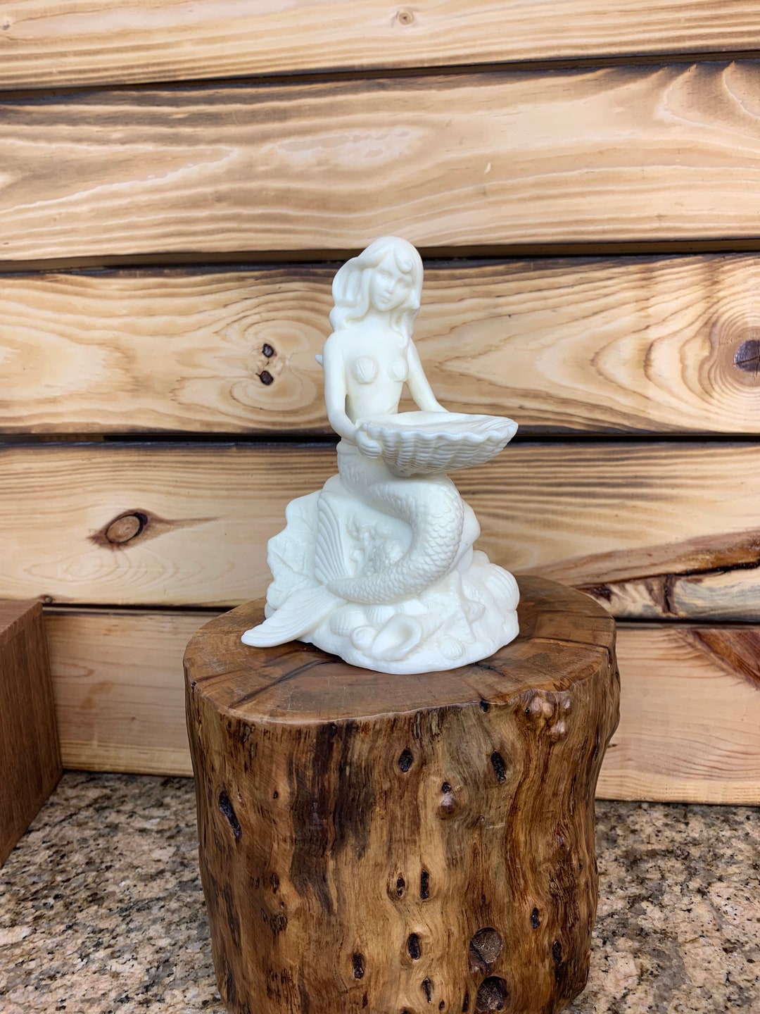 Mermaid Crystal Sphere Stand Orb Holder Carved Ivory Tagua Nut Beachy ...