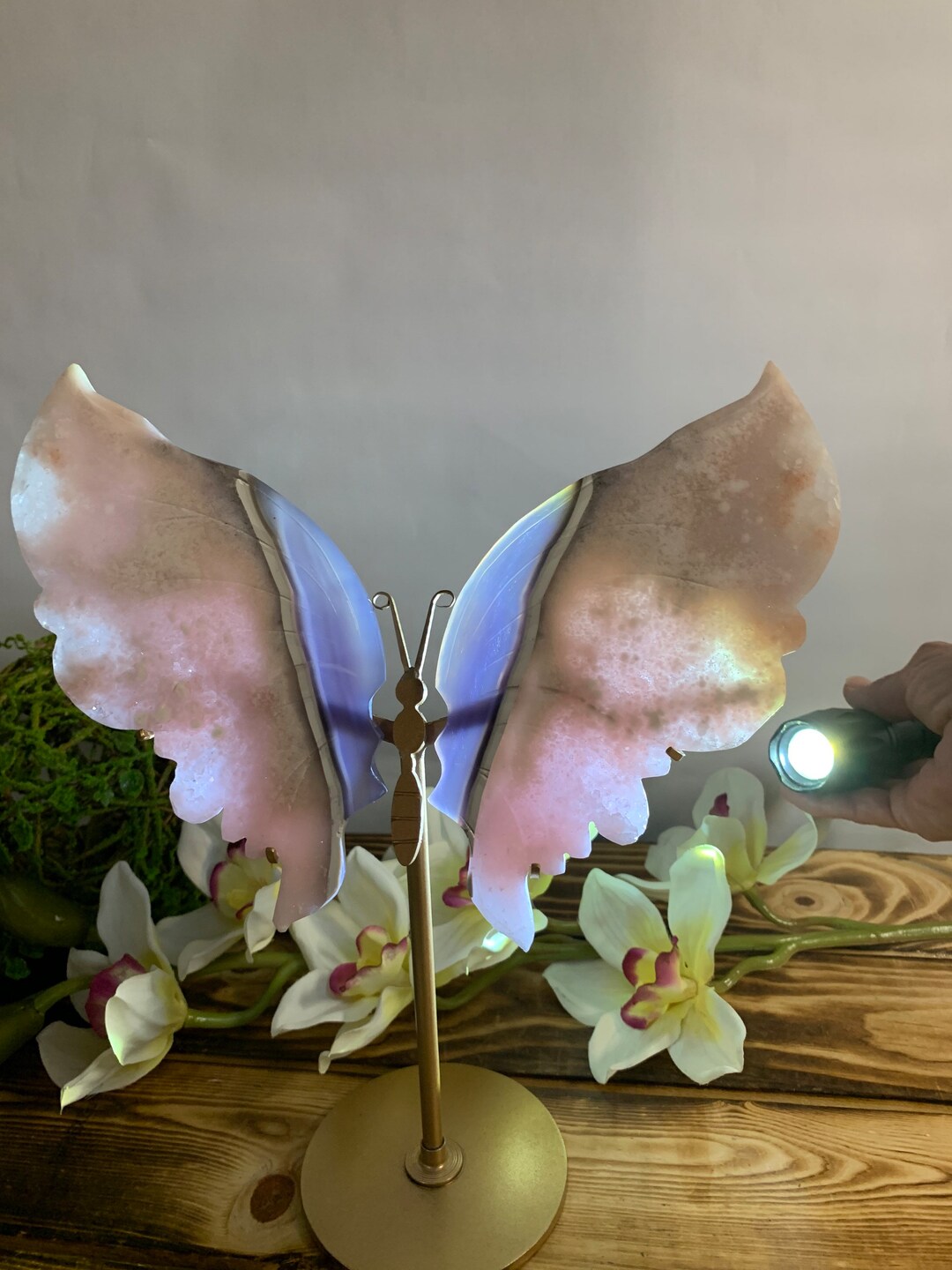 Rare Pink Amethyst With Banded Orca Agate Butterfly Angel Fairy Wings ...
