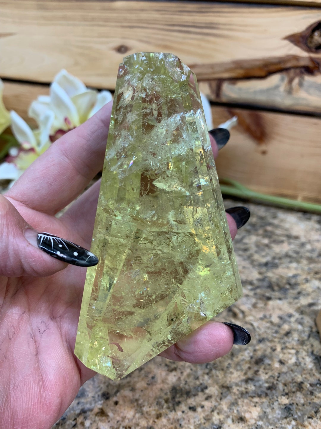 Optical Freeform Natural Golden Citrine Crystal Rainbows Inclusions to ...